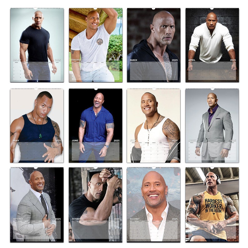Dwayne Johnson Full Photo Calendar | Choose Start Month 2026/27 ...