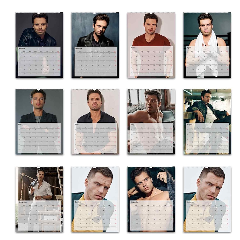 Sebastian Stan Full Photo Calendar | Choose Start Month 2026/27 ...