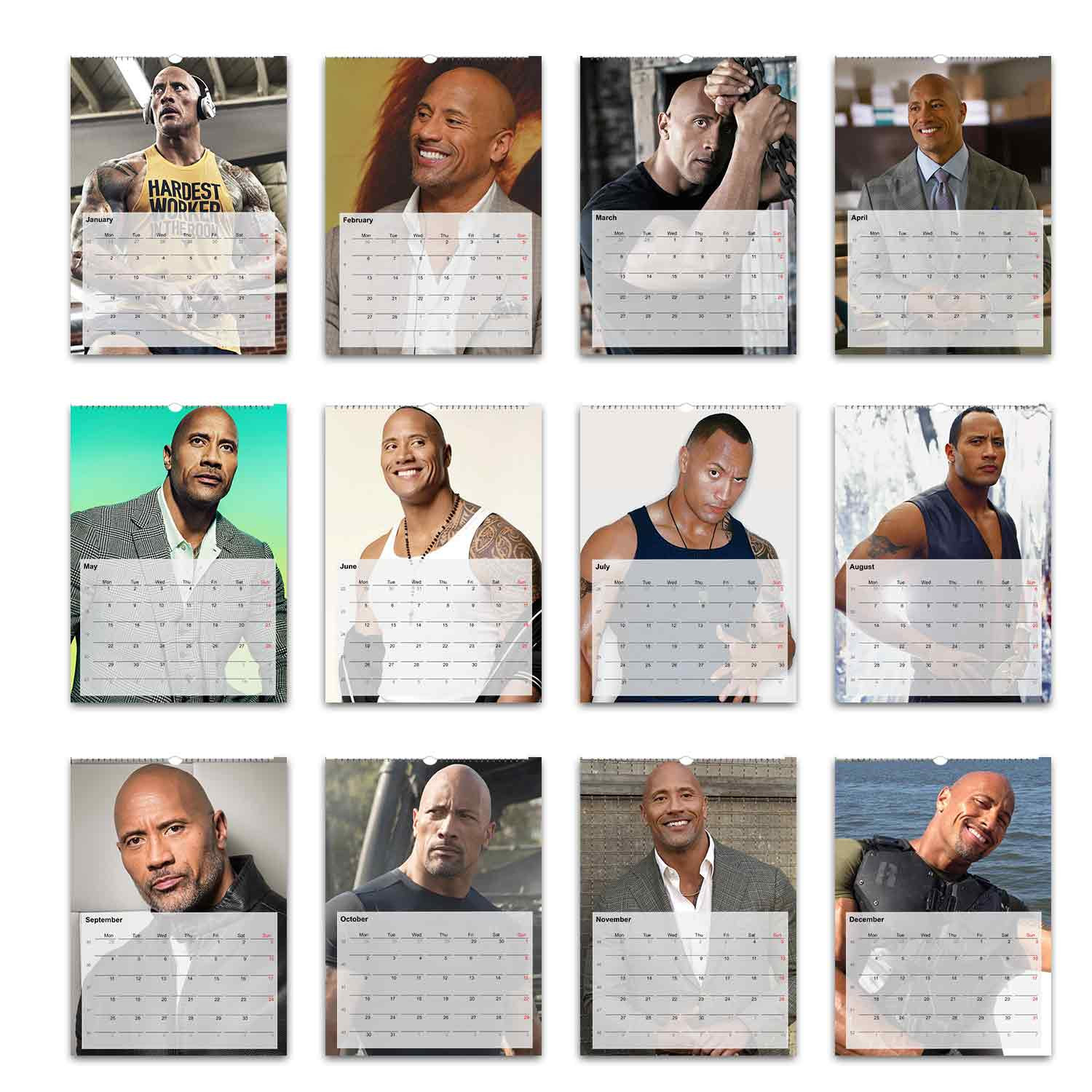 Dwayne Johnson Full Photo Calendar Choose Start Month - Etsy