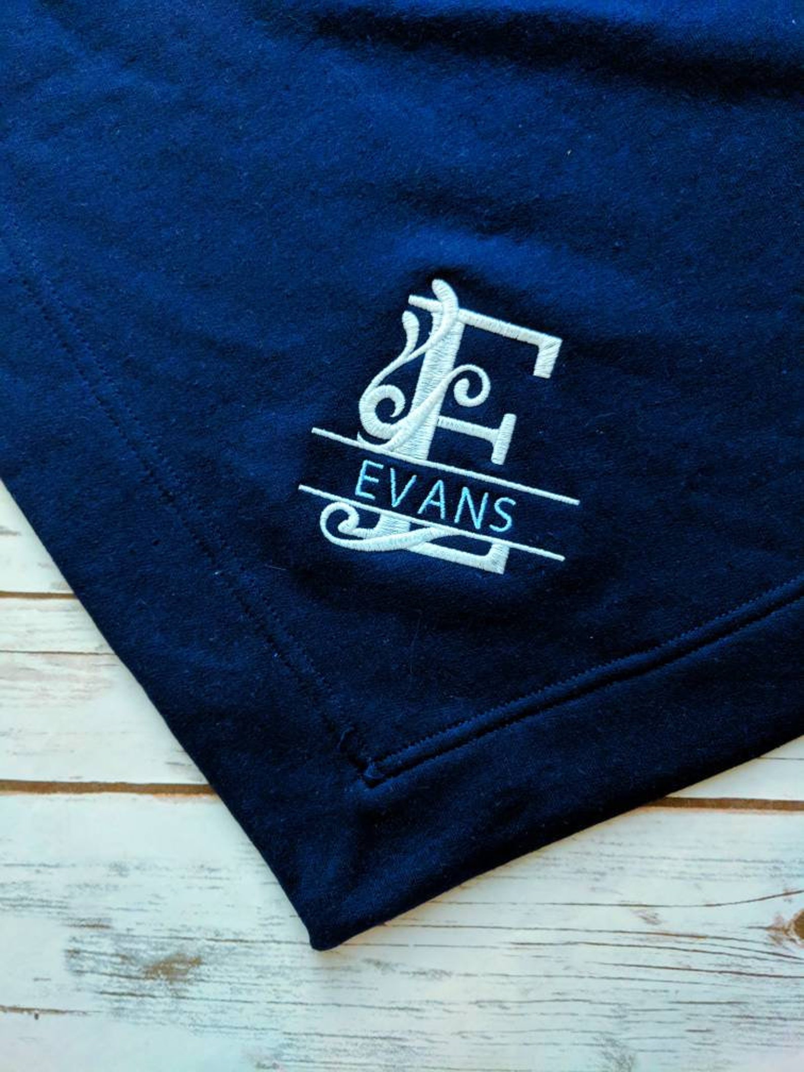 Embroidered Split Flourish Initial Stadium Blanket - Etsy