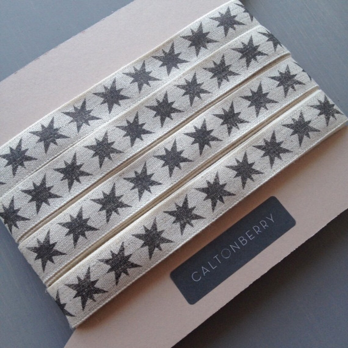 Linen Feather Ribbon Natural Ribbon With a Charcoal Print - Etsy UK