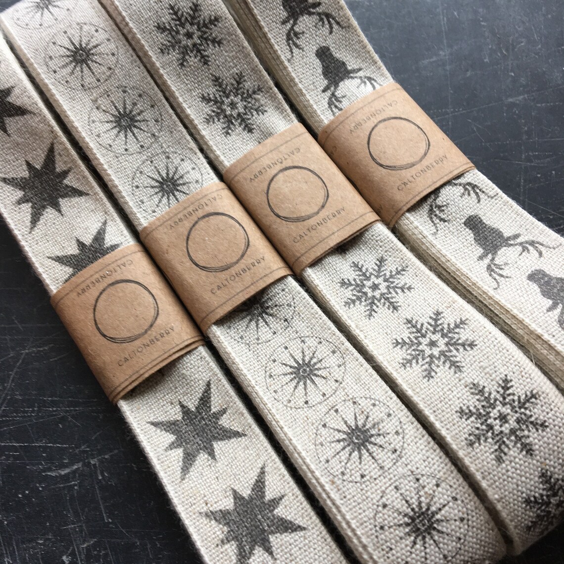 Reindeer Ribbon Natural Linen Ribbon Christmas Ribbon - Etsy