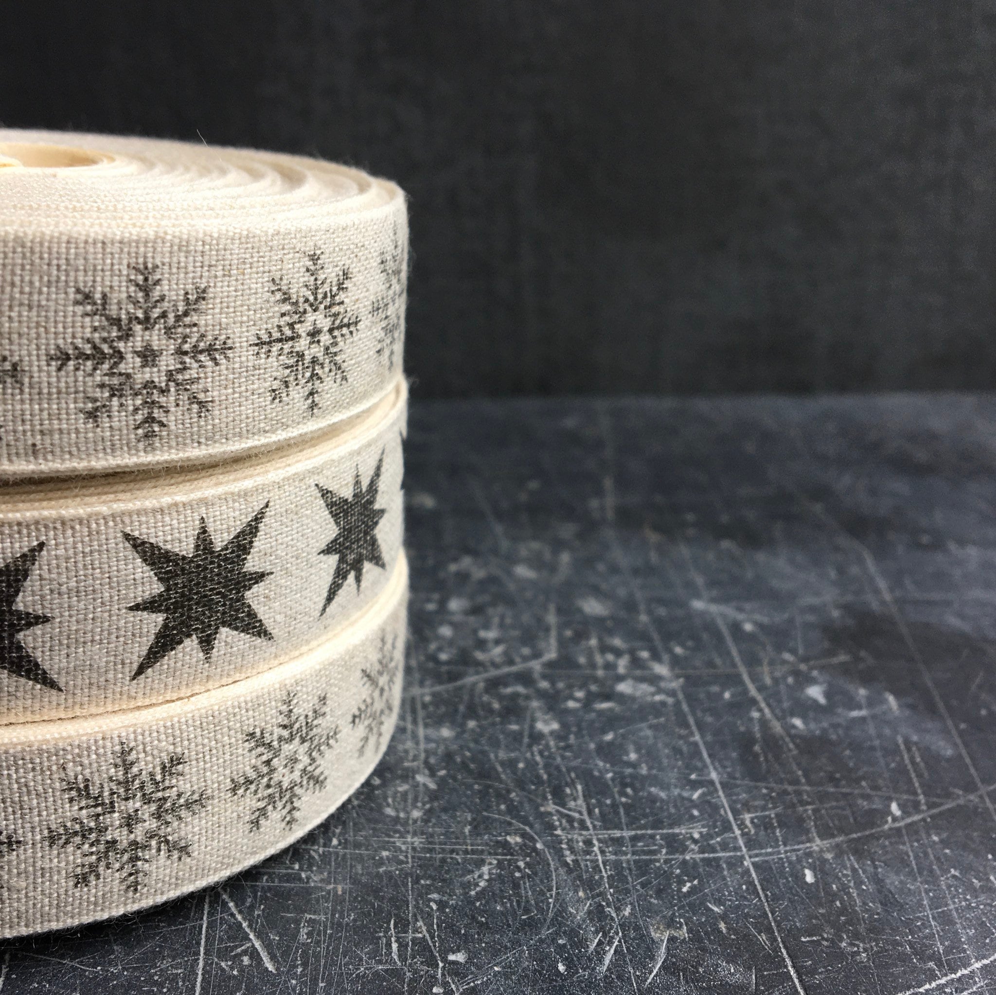 Linen Feather Ribbon Natural Ribbon With a Charcoal Print - Etsy UK