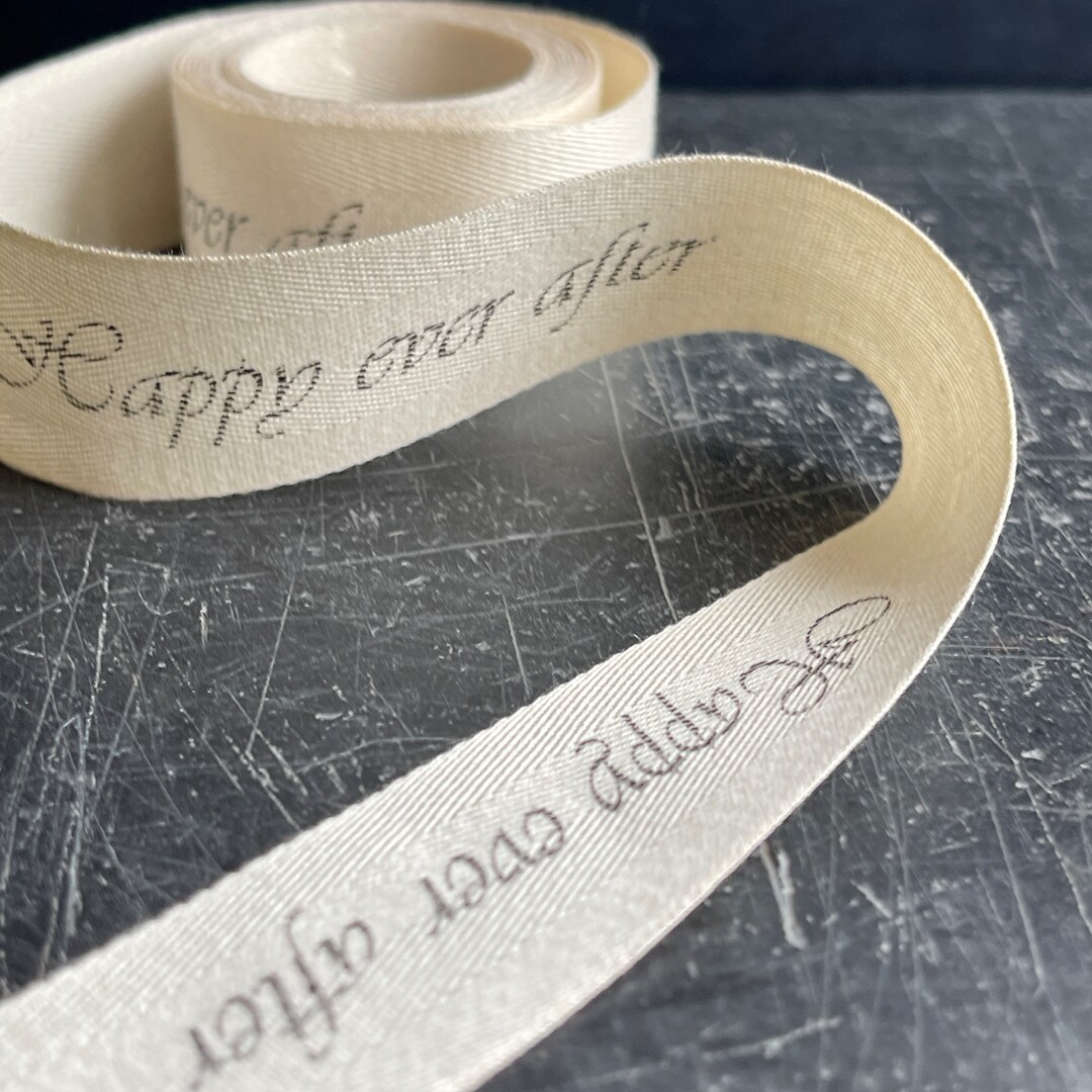 Cotton Wedding Ribbon With Dark Grey Wording in a Script Font - Etsy