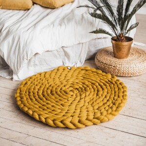 Round Rug Circle Rug Chunky Knit Rug Knitted Rug Wool Rug | Etsy