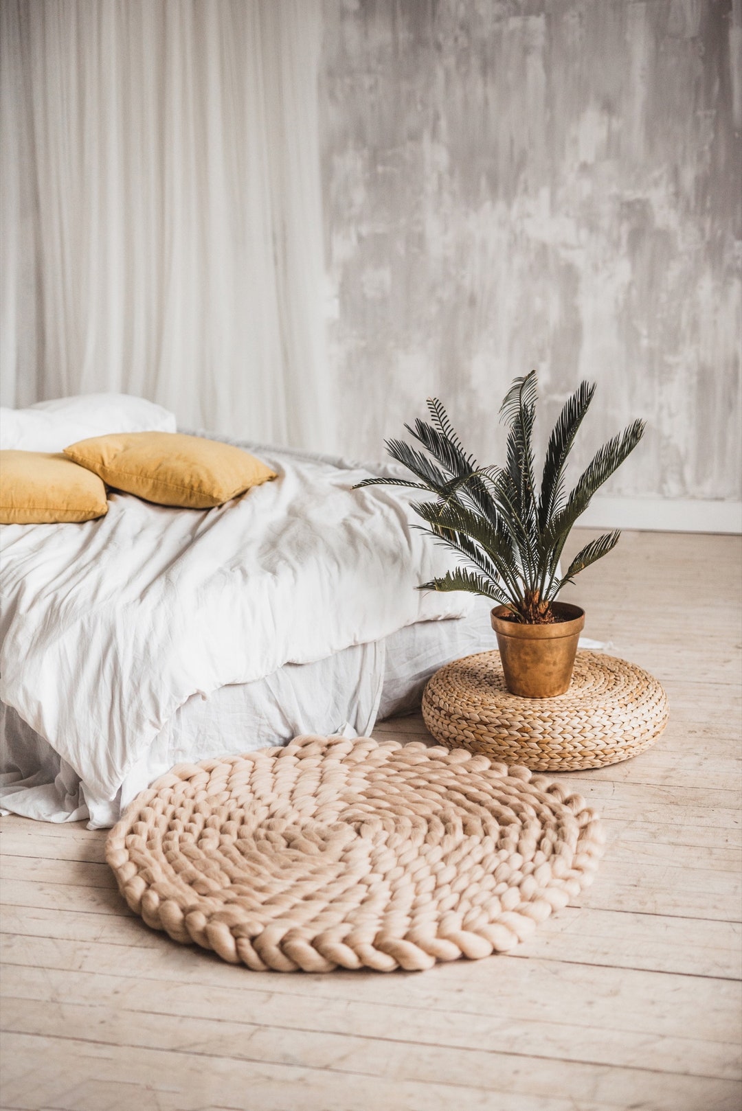 Chunky Knit Rug, Knitted Rug, Wool Rug, Circle Rug, Accent Rug, Accent ...