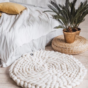 Round Rug Circle Rug Chunky Knit Rug Knitted Rug Wool Rug | Etsy