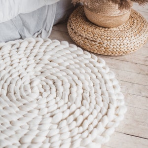 Round Rug, Circle Rug, Chunky Knit Rug, Knitted Rug, Wool Rug, Thick ...