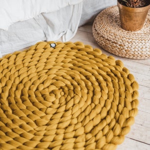 Round Rug Circle Rug Chunky Knit Rug Knitted Rug Wool Rug | Etsy