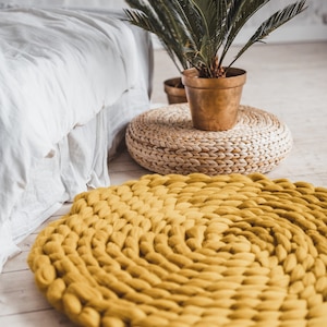 Round Rug, Circle Rug, Chunky Knit Rug, Knitted Rug, Wool Rug, Thick ...