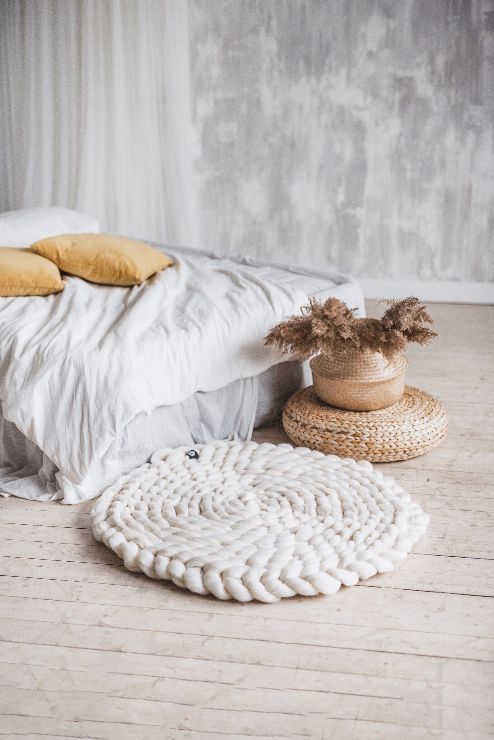 Chunky Knit Rug Knitted Rug Wool Rug Circle Rug Accent - Etsy