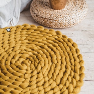 Round Rug Circle Rug Chunky Knit Rug Knitted Rug Wool Rug | Etsy