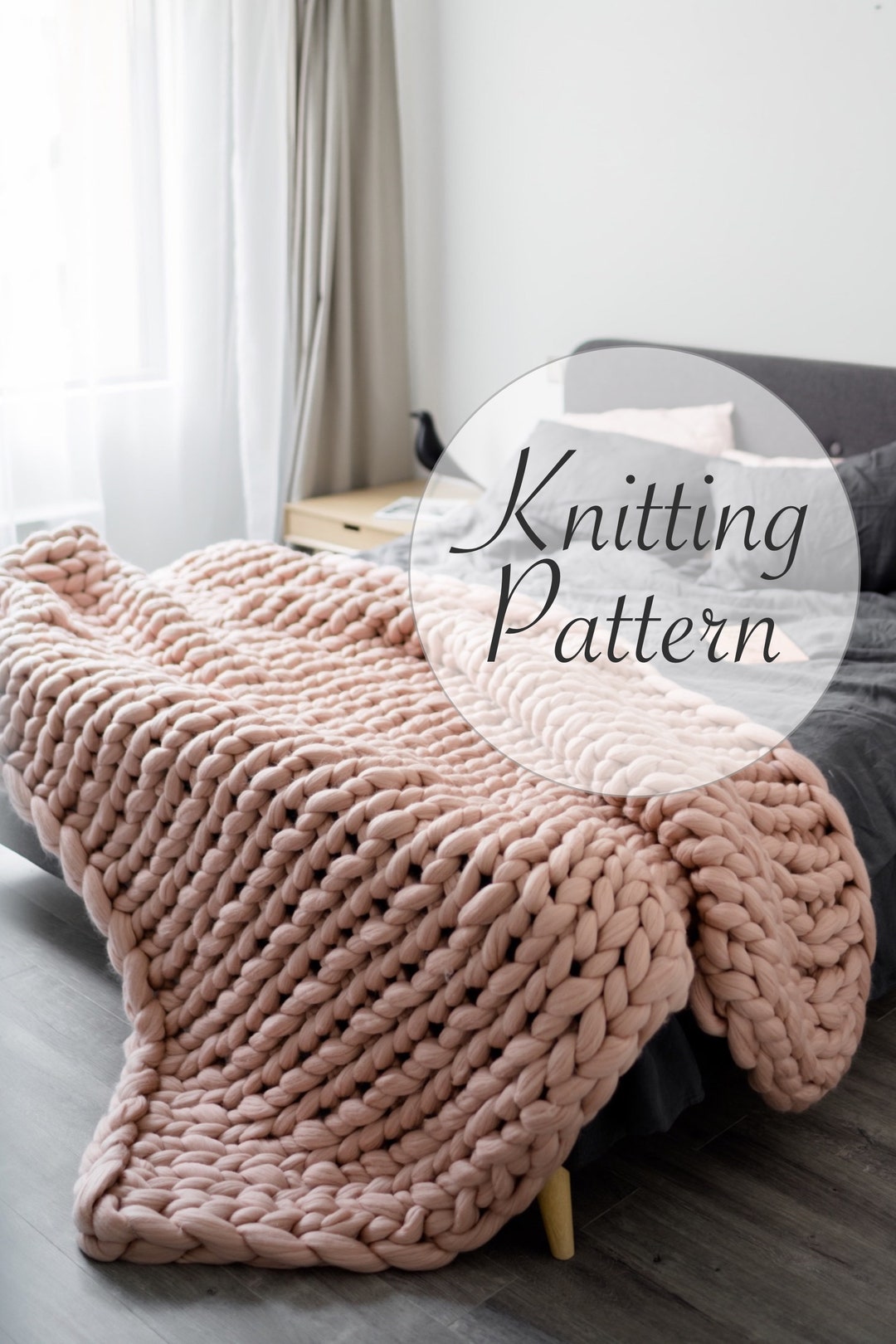 Chunky Knit Blanket Pattern, DIY Chunky Knit Blanket, Video Tutorial - Etsy