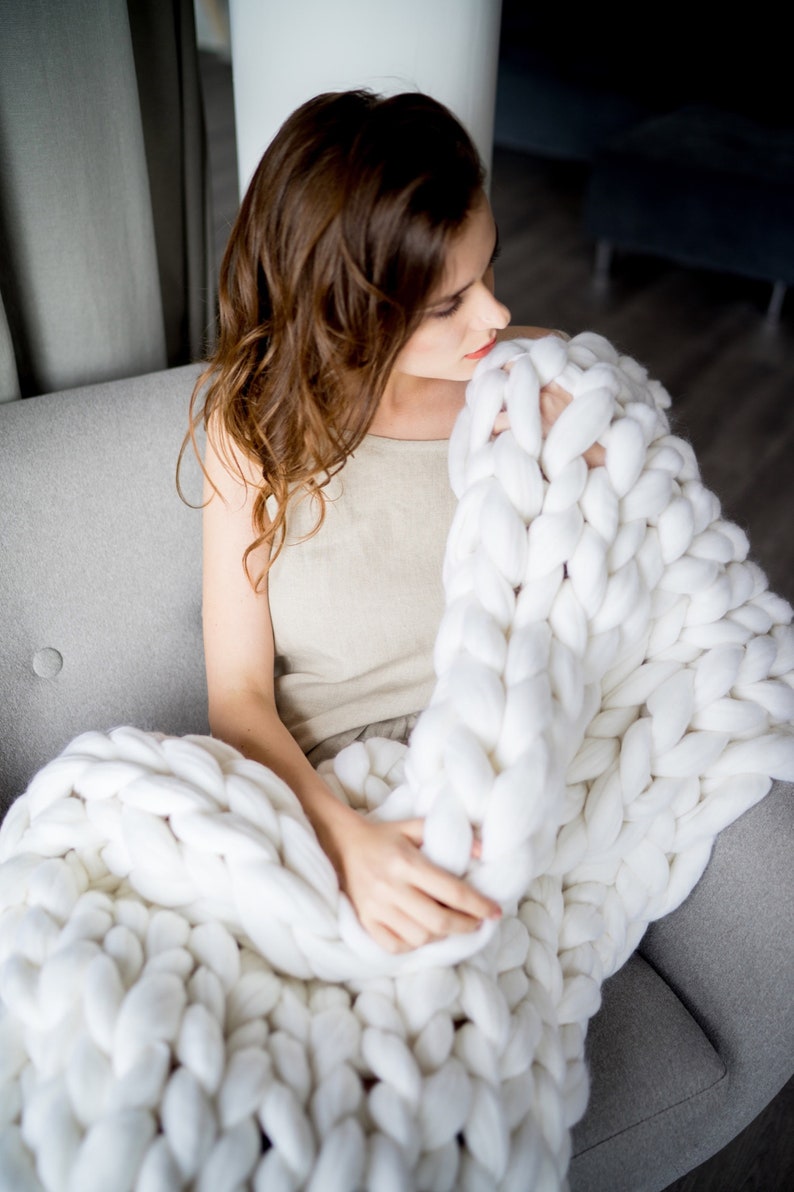 Chunky Knit Blanket Premium Merino Wool Blanket Chunky Knit - Etsy
