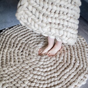 Chunky Knit Rug Round Rug Highest Quality Merino Wool Rug - Etsy