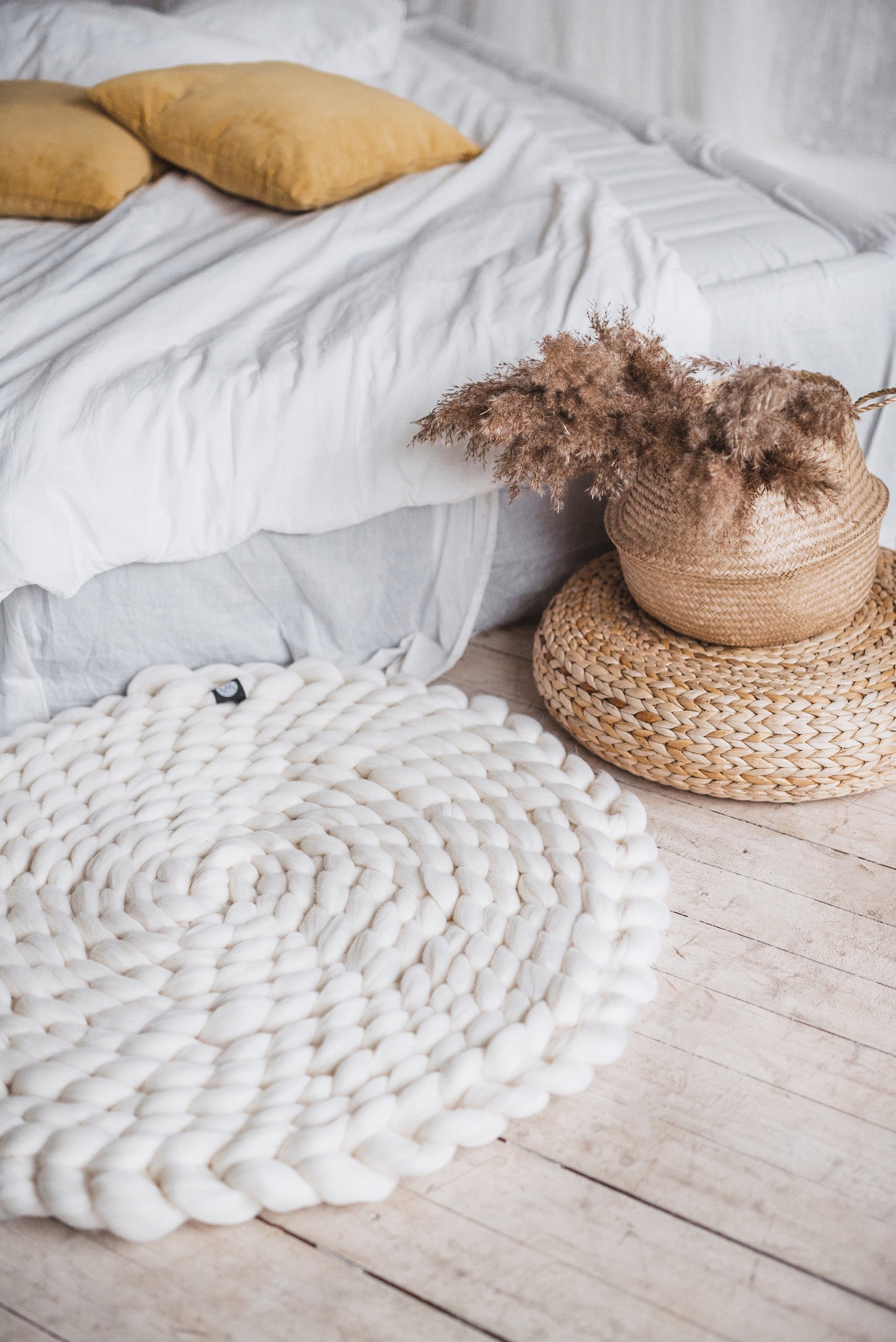 Chunky Knit Rug Knitted Rug Wool Rug Circle Rug Accent | Etsy