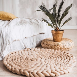 Round Rug Circle Rug Chunky Knit Rug Knitted Rug Wool Rug | Etsy