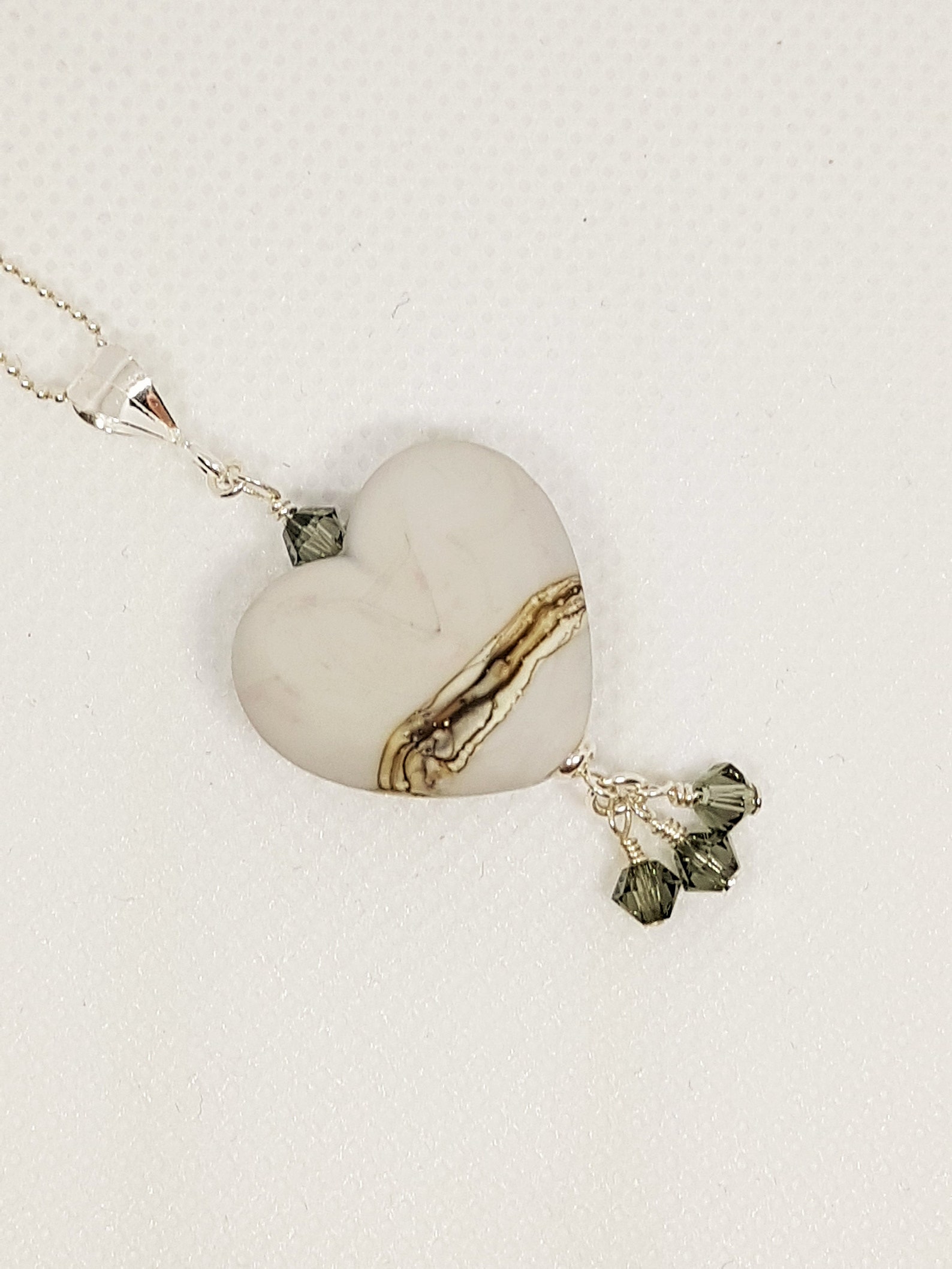 Blue Lampwork Glass Heart Focal Bead Necklace on Sterling - Etsy