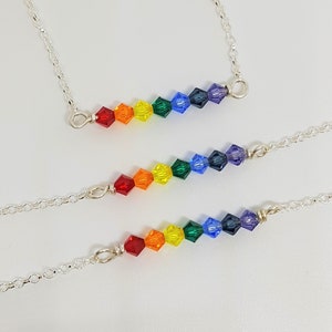 Rainbow Crystal LGBTQ Pride Sterling Silver Bracelet - Etsy