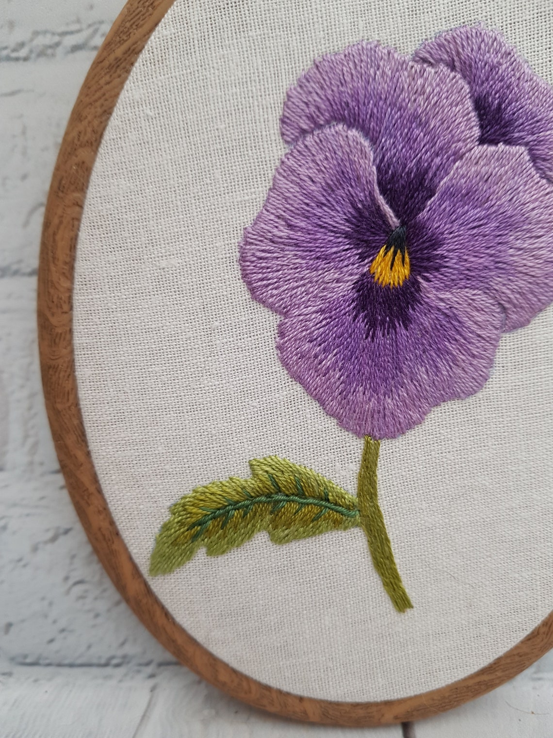 Pansy Hand Embroidered Floral Hoop Art - Etsy