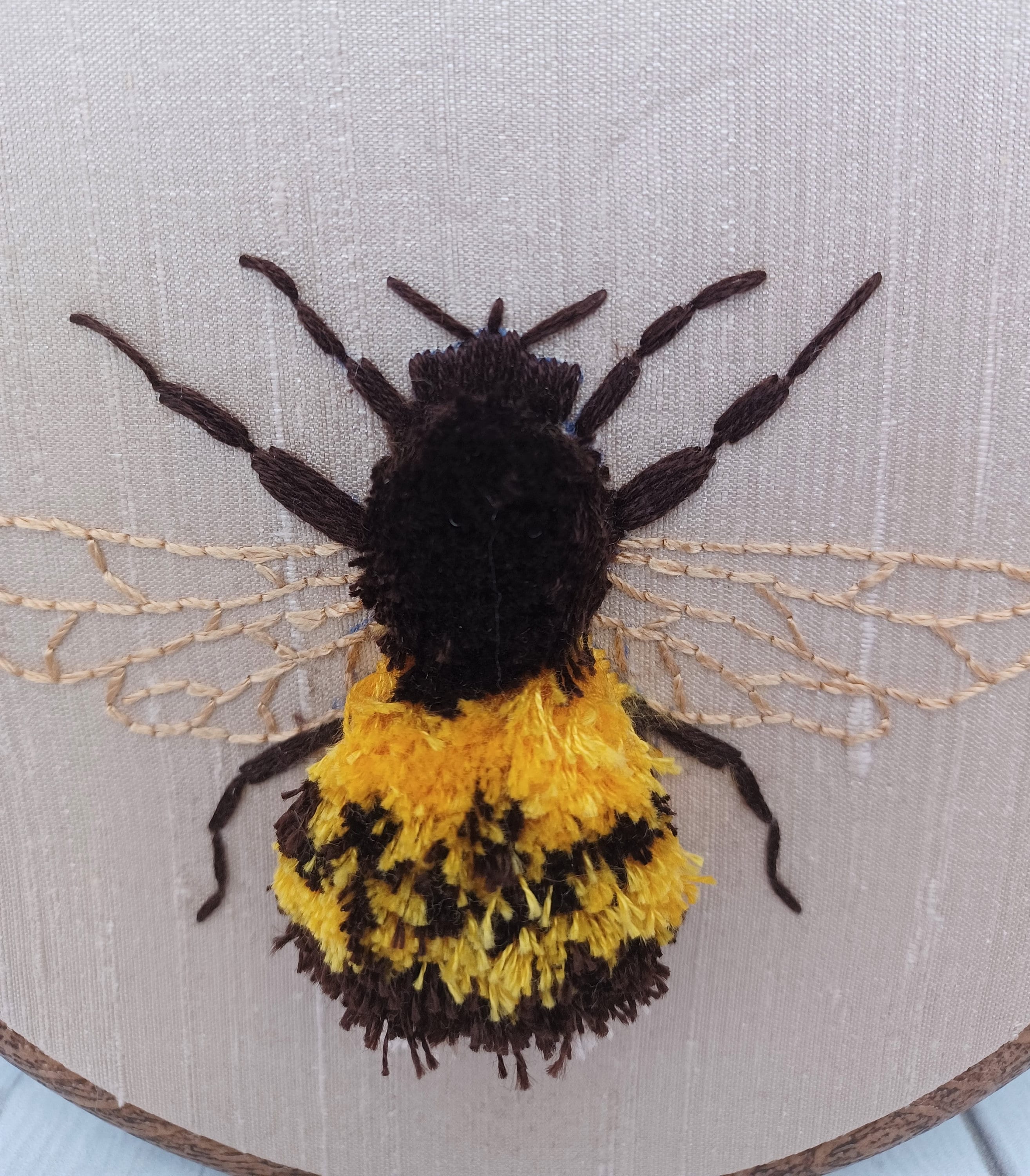 3D Stumpwork Bumblebee Embroidery Art: Fuzzy Bee Gift, 5" Hoop - Etsy