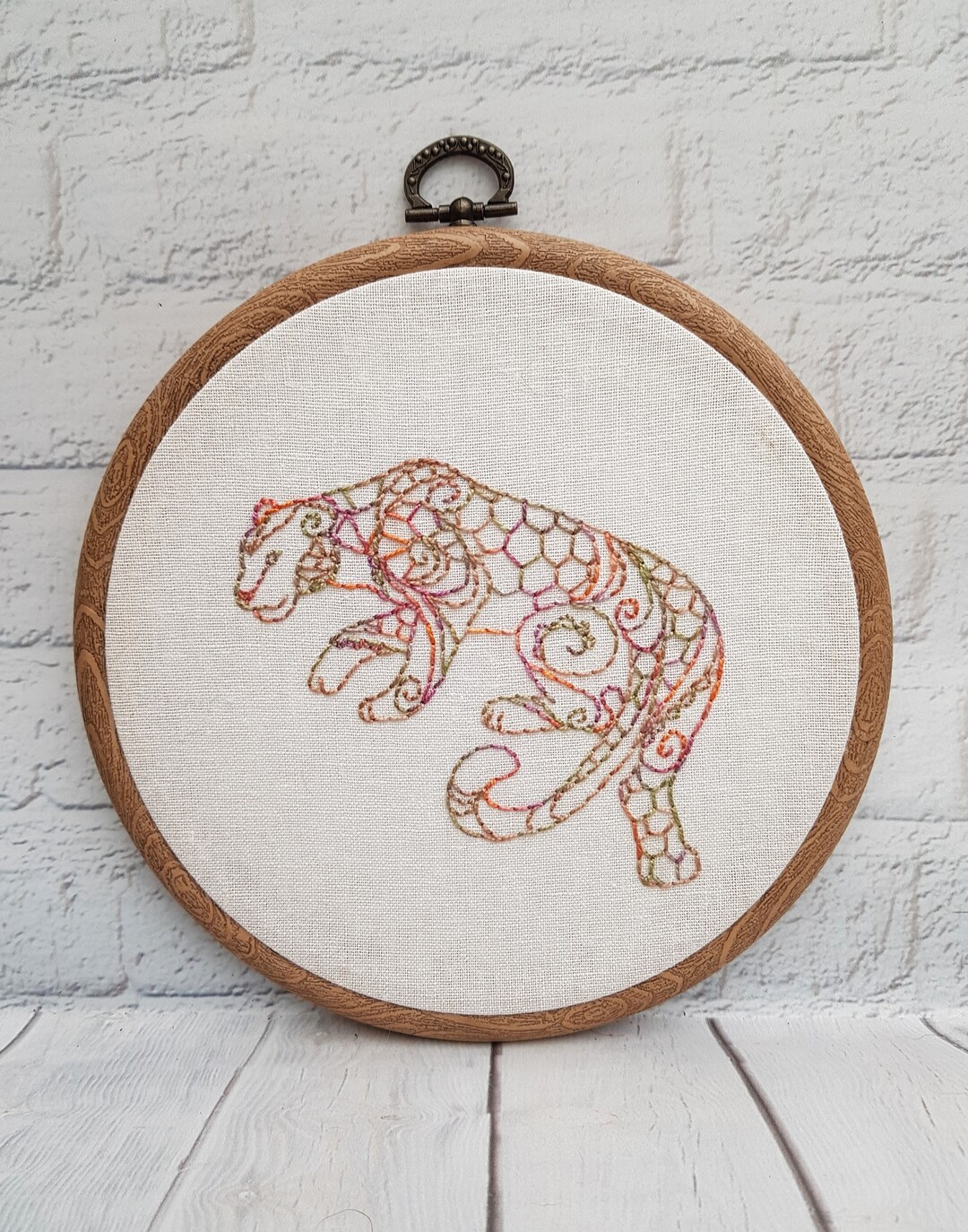 Leopard Embroidery Hoop, Leopard Art, Leopard Gift, Endangered Species ...