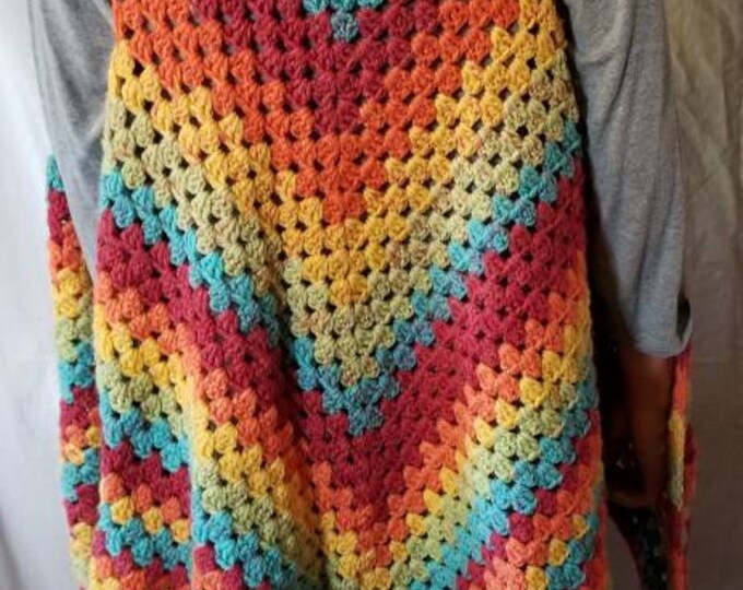 Crochted Triangle Shawl Vest in Southwest Colors - Boho Wrap - Colorful ...