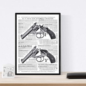 Vintage Gun Poster, Wall Art Decor Gifts for Home Office, Man Cave, Gun ...
