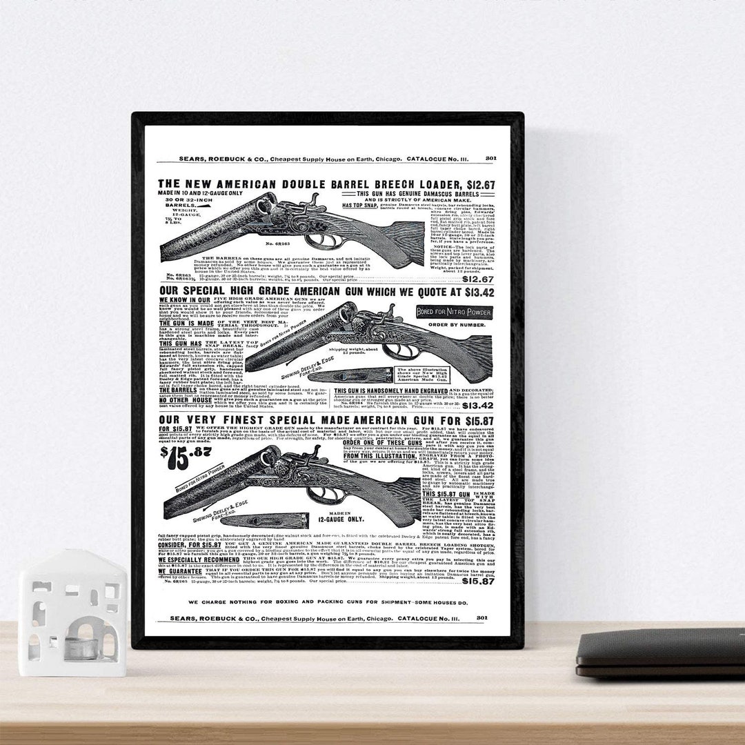 Vintage Gun Poster, Wall Art Decor Gifts for Home Office, Man Cave, Gun ...