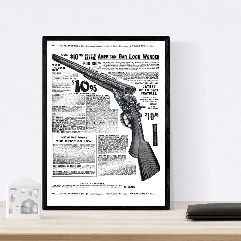 Vintage Gun Posters, 5 Posters, Wall Art Decor Gifts for Home Office ...