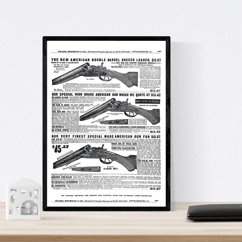 Vintage Gun Posters, 5 Posters, Wall Art Decor Gifts for Home Office ...
