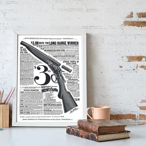 Vintage Gun Poster, Wall Art Decor Gifts for Home Office, Man Cave, Gun ...