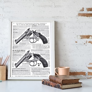 Vintage Gun Poster, Wall Art Decor Gifts for Home Office, Man Cave, Gun ...