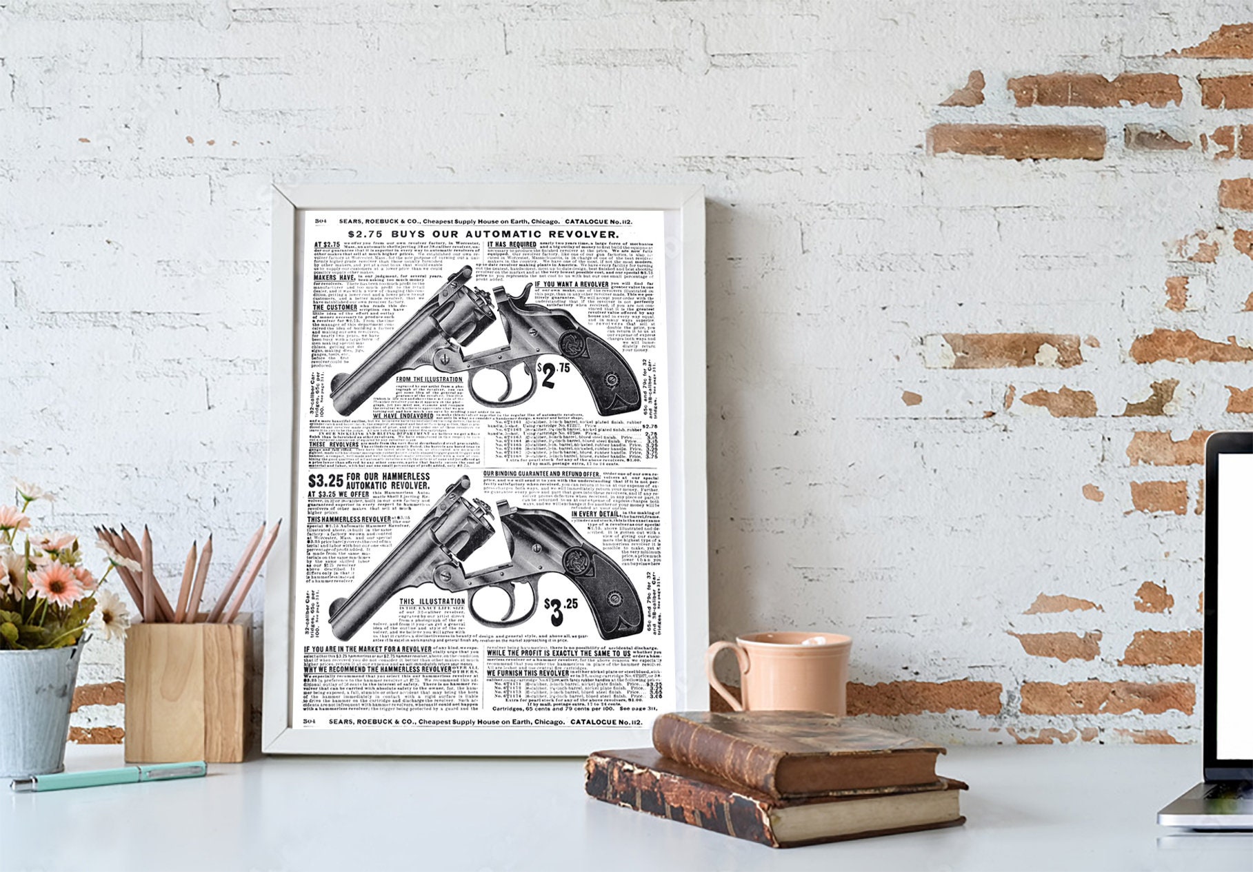 Vintage Gun Poster, Wall Art Decor Gifts for Home Office, Man Cave, Gun ...