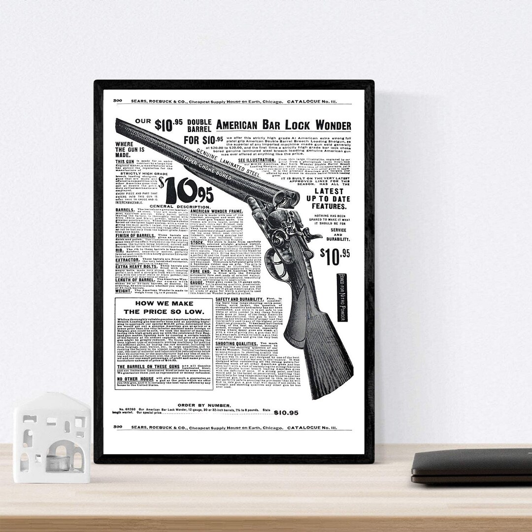 Vintage Gun Poster, Wall Art Decor Gifts for Home Office, Man Cave, Gun ...