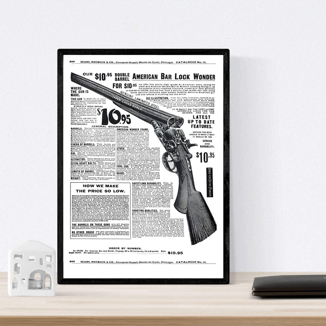 Vintage Gun Poster, Wall Art Decor Gifts for Home Office, Man Cave, Gun ...