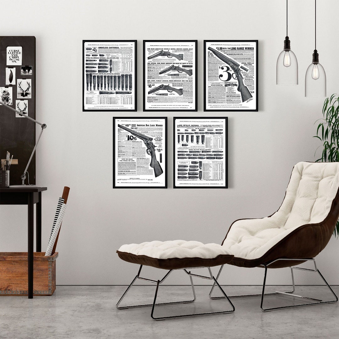 Vintage Gun Posters, 5 Posters, Wall Art Decor Gifts for Home Office ...
