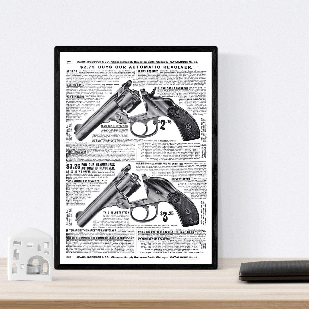 Vintage Gun Poster, Wall Art Decor Gifts for Home Office, Man Cave, Gun ...