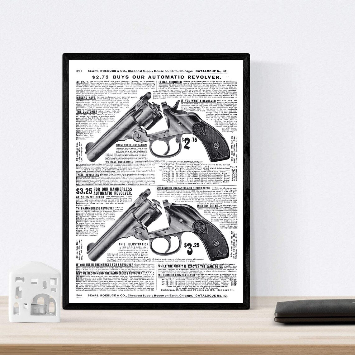 Vintage Gun Poster, Wall Art Decor Gifts for Home Office, Man Cave, Gun ...
