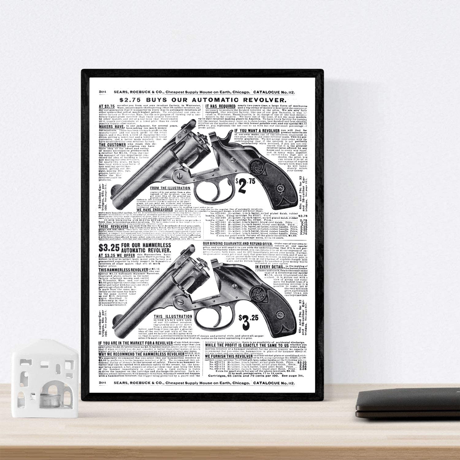 Vintage Gun Poster, Wall Art Decor Gifts for Home Office, Man Cave, Gun ...