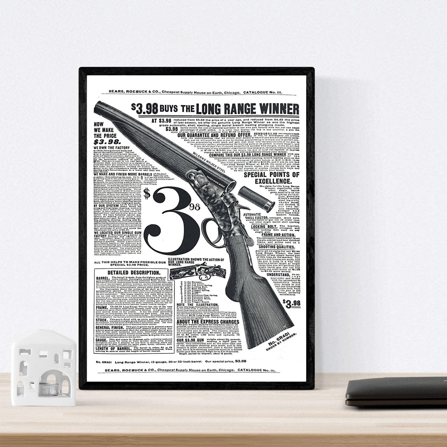 Vintage Gun Poster, Wall Art Decor Gifts for Home Office, Man Cave, Gun ...