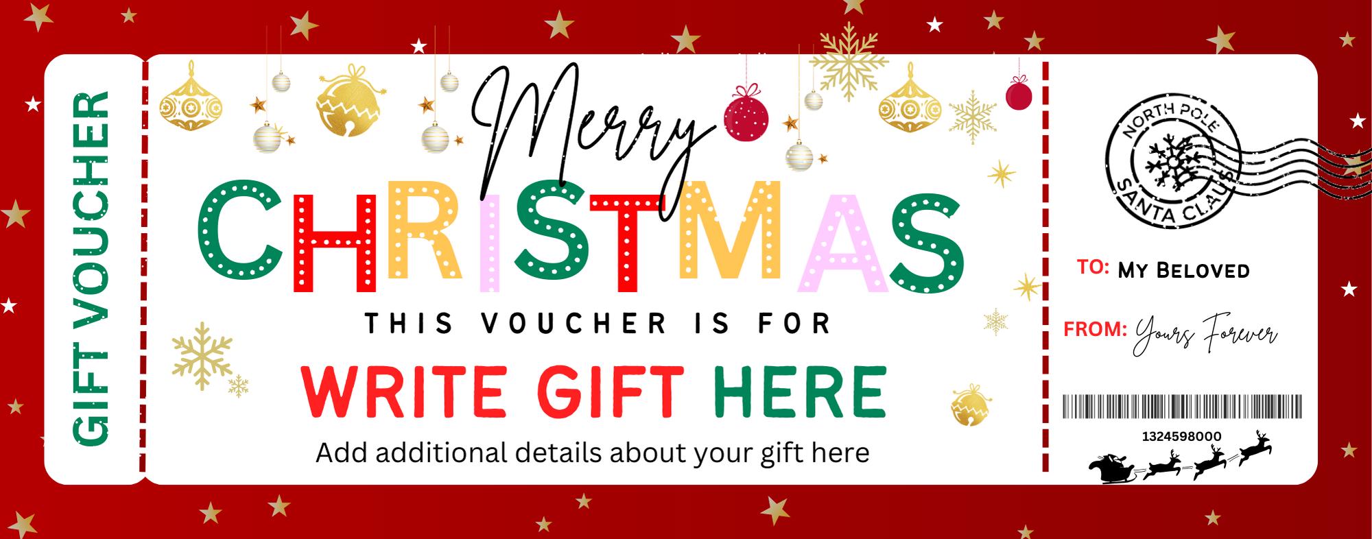 Christmas Voucher, Christmas Ticket, Santa Gift, Holidays Gift Voucher ...