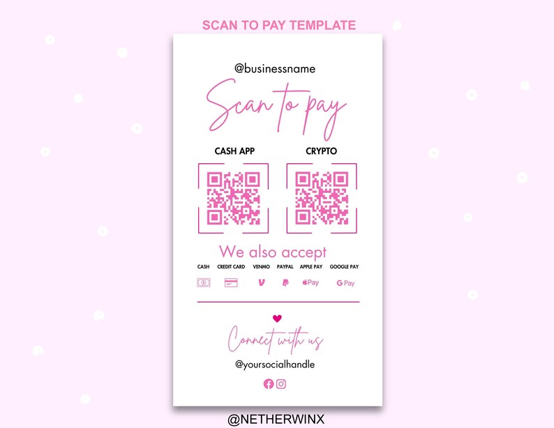 Qr Code Sign Scan to Pay Template Flyer, Canva Template Editable ...