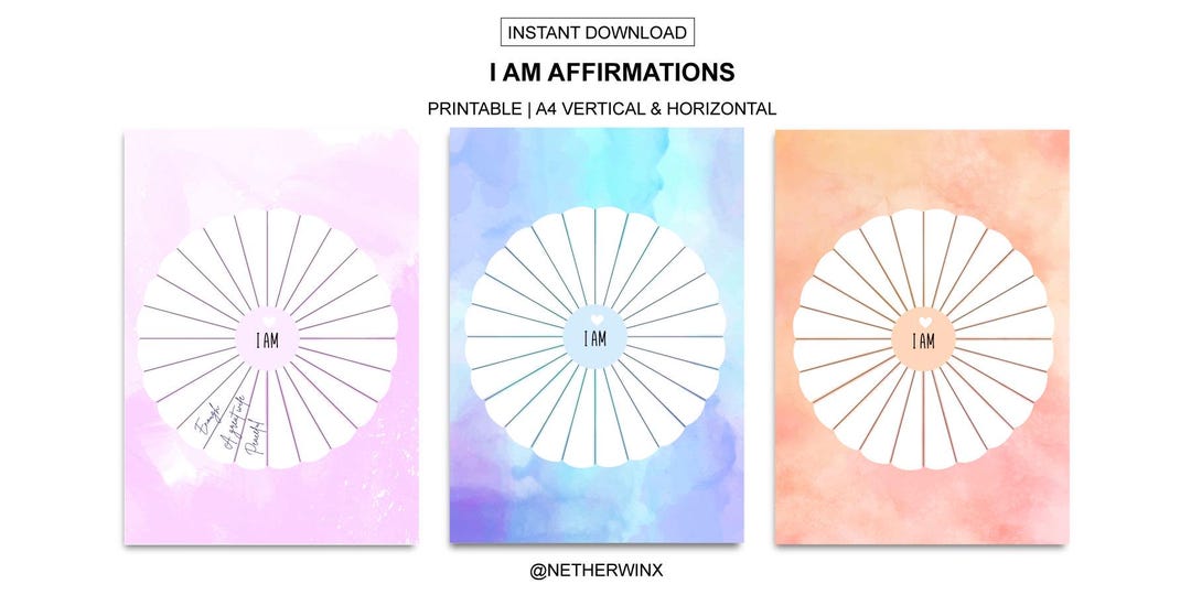 I Am Affirmation Cards Worksheets, Personal Growth Affirmation, Vision ...