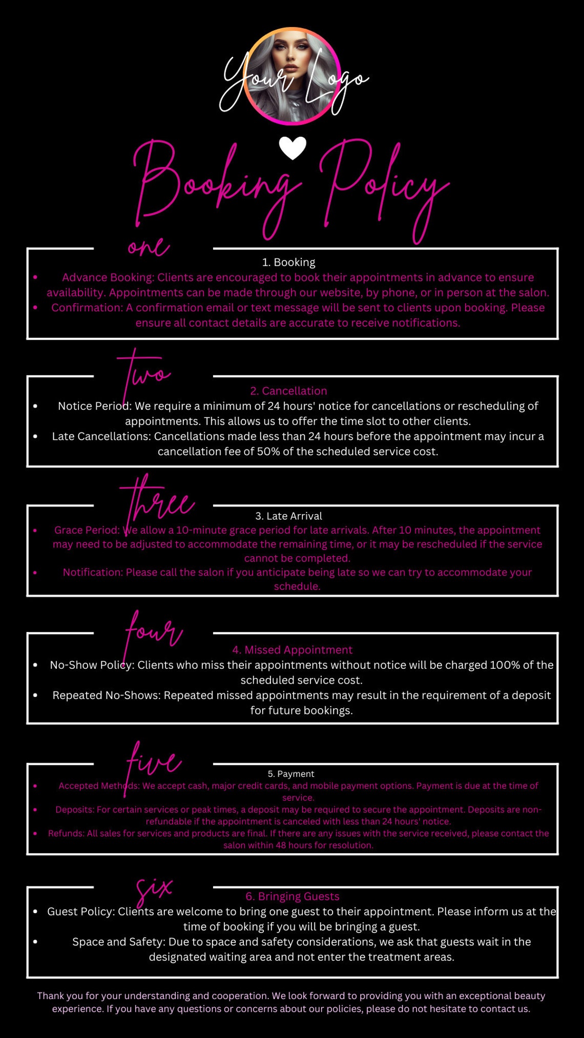 Policy Template, Booking Policy Template, Instagram Flyer Template ...