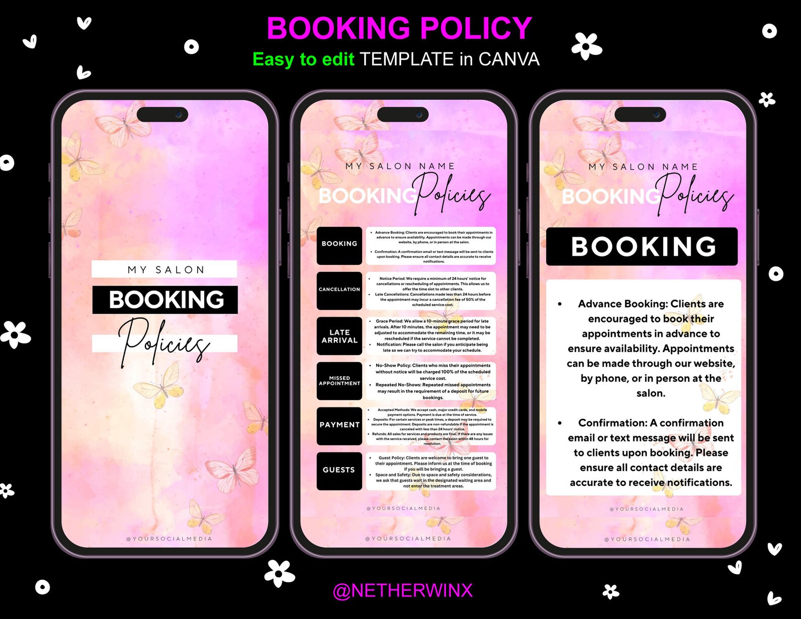 Policy Template, Hair Policy, Booking Policy, Lash Policy Template ...