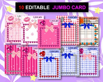 Valentines Day Jumbo Card Template, Canva,diy - Etsy