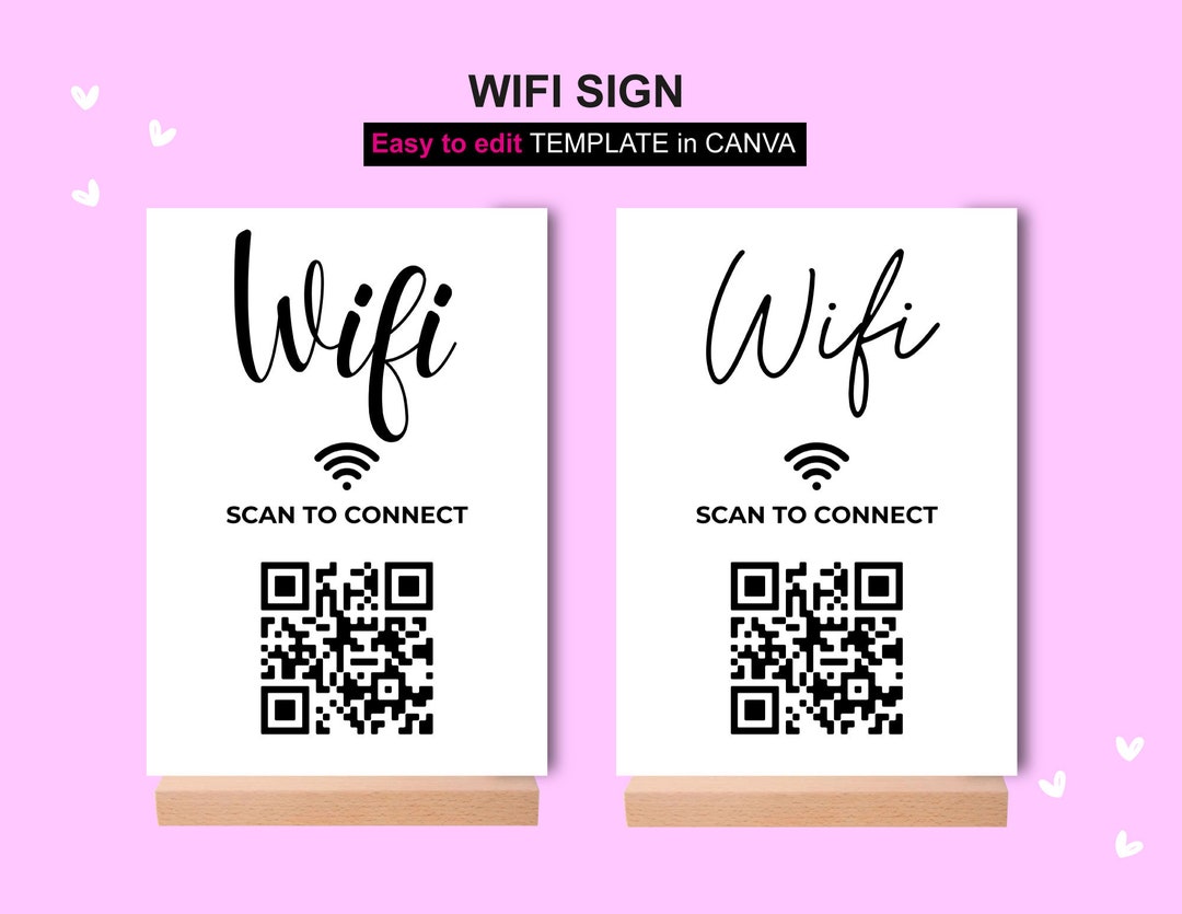 WIFI QR Sign Template Flyer, Canva Template for Beauty Salon, Nail ...