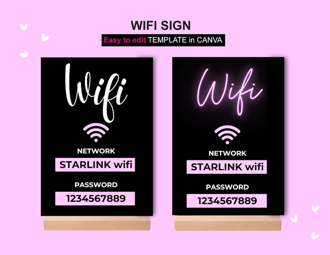 WIFI Sign Template Flyer, Canva Template for Beauty Salon, Nail Makeup ...
