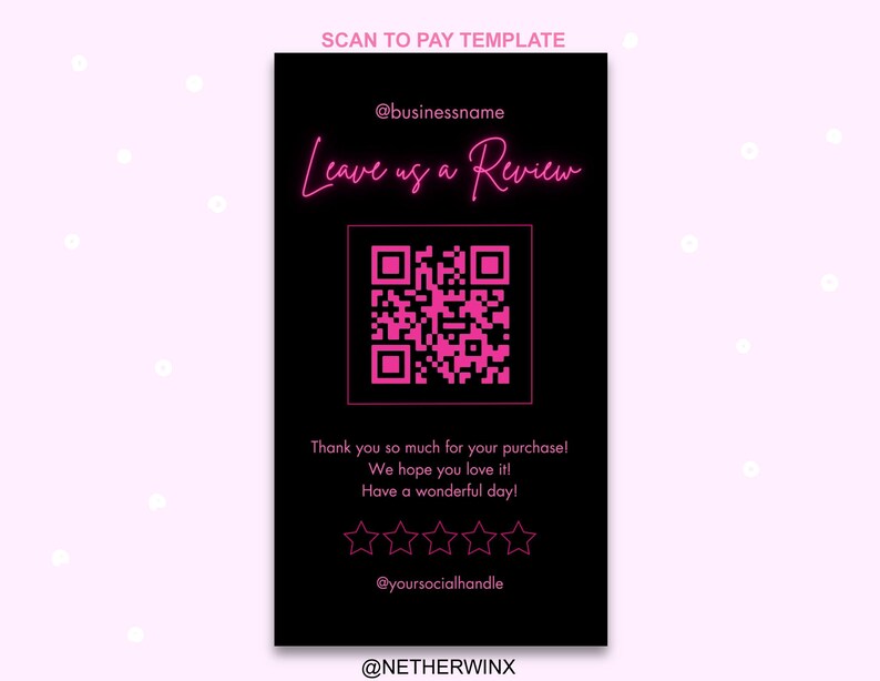 PINK Qr Code Sign Scan to Pay Template Flyer, Canva Template Editable ...